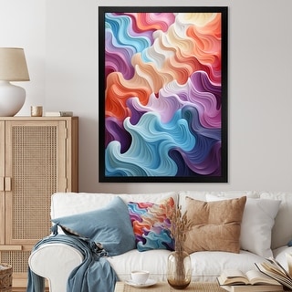 Designart "Multicolor Op Art Illusory Depth II" Op Art Framed Wall Art Living Room - Bed Bath ...